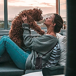 LUCKYCOIN for iPhone 13 Mini Crossbody Case Genuine Leather Card Slot Holders Wallet Protective Case Adjustable Leather Strap Lanyard Compatible with 2021 New Apple iPhone 13 Mini 5.4 inch Black