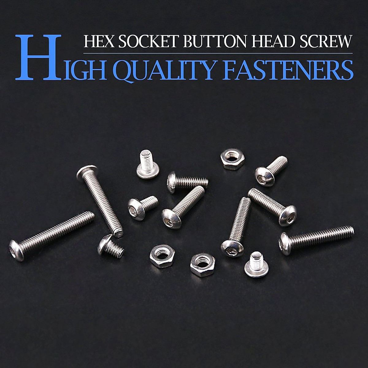 Glarks 230Pcs M3 Stainless Steel Allen Hex Drive Button Head Socket Cap Bolts Screws Nuts Assortment Kit (M3)