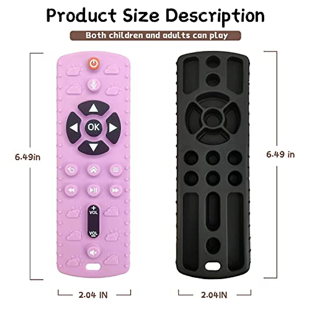 FATEORT New Upgrade Key Presses 2-Pack Silicone Baby Teething Toys for Babies 3 Months+, Pressable Remote Control Shape Teething Toys Boys Girls Baby Chew Toys, Relief Baby Teething Gum