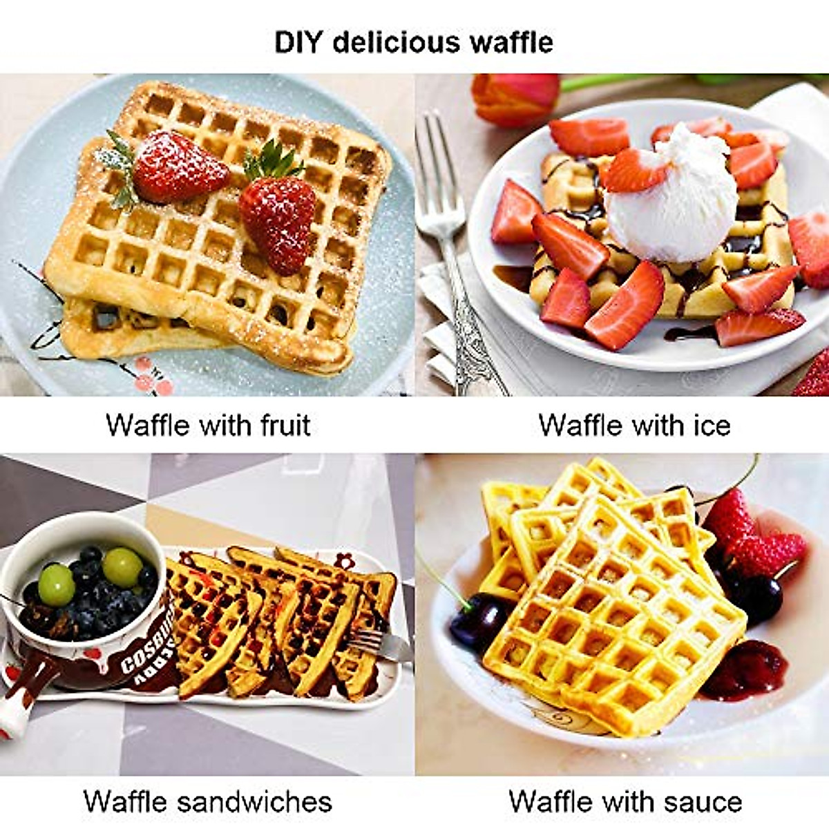 Baffect Non-stick Waffle with 5 Inches Easy Cleanup Surfaces, Portable Stove Top Aluminum Waffle Maker Pan Perfect for Family Breakfast Baking