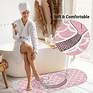 FZDXZJJ Mermaid Scales Area Rugs for Kids Bedroom Oval Runner Rug 1.6x4 ft Soft Shaggy Rug for Living Room Boy Girl Room Bedside Rug Floor Carpet Fluffy Indoor Entry Rug Ocean Beach Animal