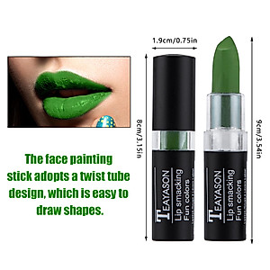 BowJian Green Eye Black Green Face Paint Stick Hunting Face Makeup Camo Face Body Paint Green Foundation Painted Eyes for SFX Clown Halloween Makeup Isplack Green Body Paint Eye Black Stick(Green)