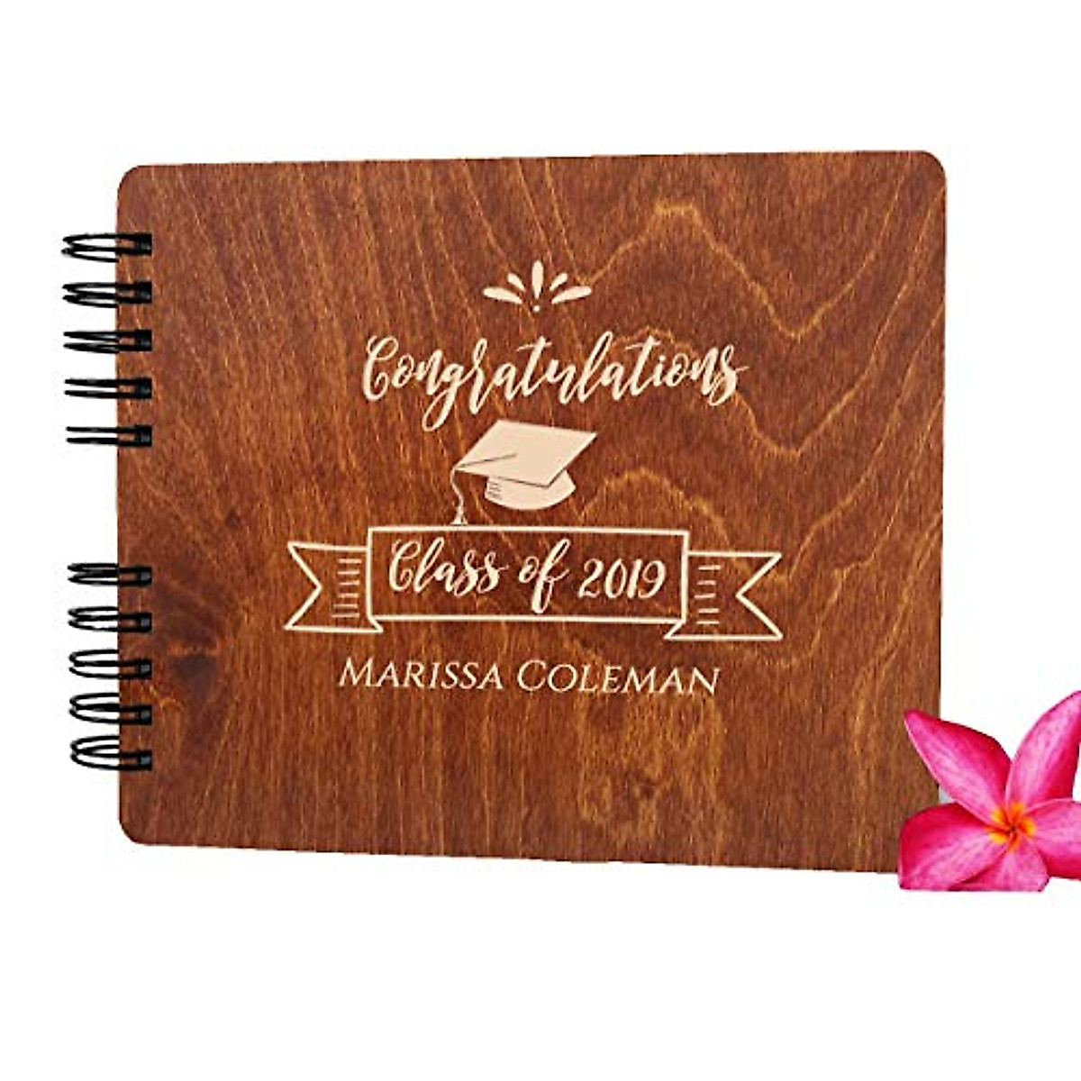 Graduation Wood Guest Book MADE IN USA (CUSTOMIZE PERSONALIZE Wood Engraving) Rustic Grad Gifts Photo Album Party Supplies Decorations Instant Photo Guest Book Congratulation Class of