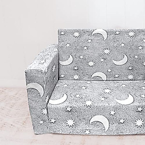 Truwelby Kids Sofa, Glow in The Dark Toddler Chairs Children's 2 in 1 Convertible Sofa to Lounger - Extra Soft Flip Open Chair & Sleeper, Kids Couch for Kids Girls Boys