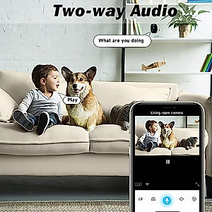 Rraycom Mini WiFi Home Security Cameras System-2K HD Indoor Camera with Playback, AI Motion Detection, Color Night Vision, Two-Way Audio, Cloud&SD Storage, Compatible with Alexa&Google Assistant