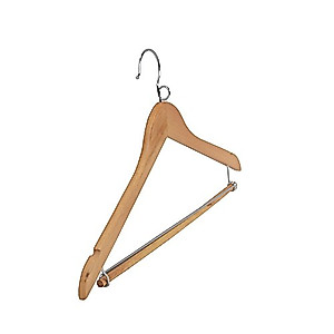Proman Products Kascade Wooden Hanger, Shoulder Notches, Locking Bar in Natural, 50 pcs / box