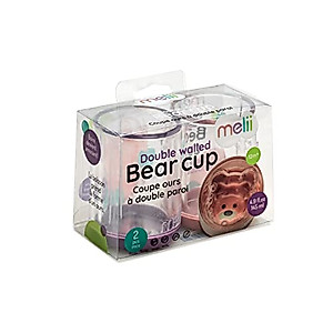 melii Double-Walled Bear Drinking Cup for Toddlers, Kids and Children (Pink + Purple - 2 Pack)