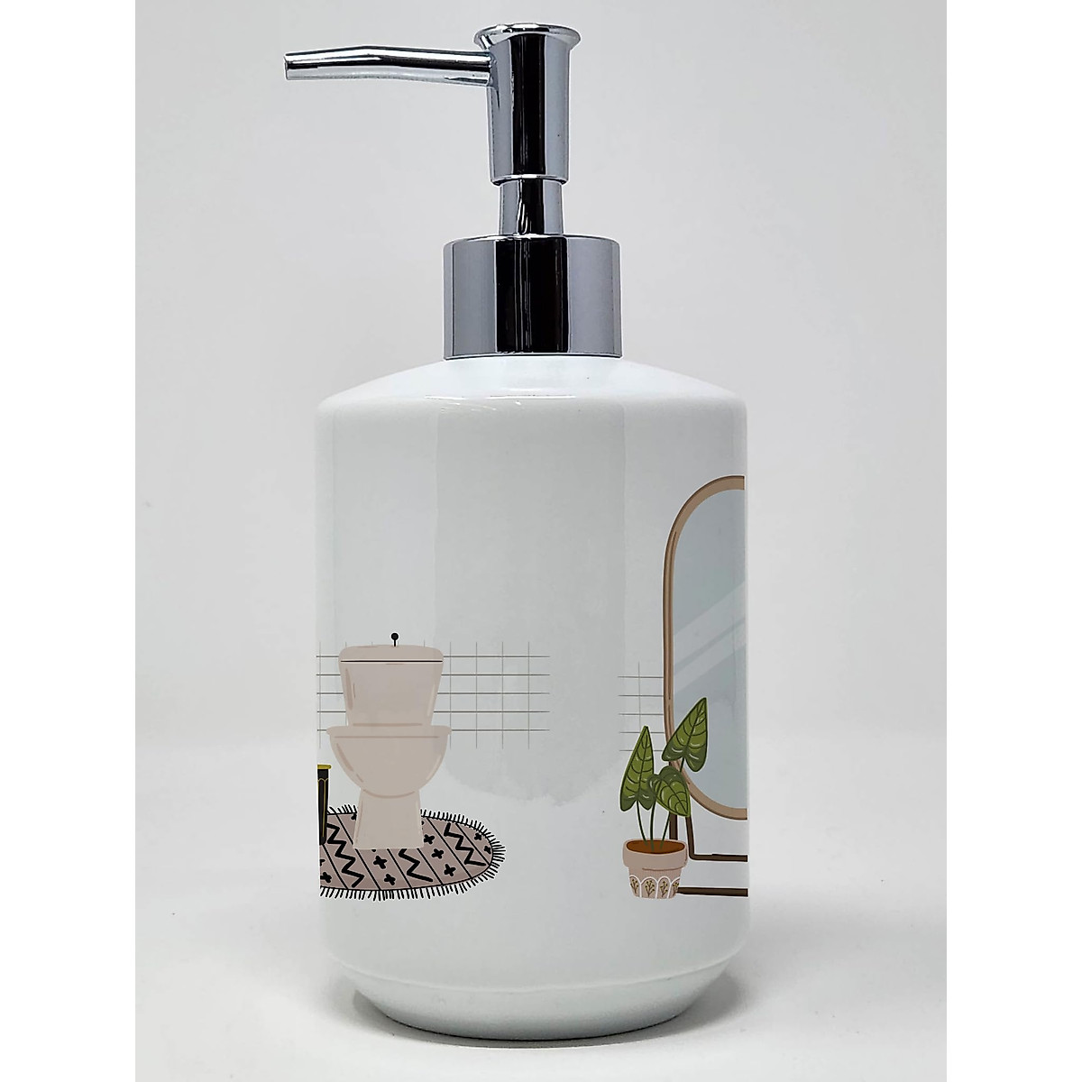 Caroline's Treasures WDK5799SOAP Tan Pekingese in Bathtub Ceramic Soap Dispenser Hand Soap Dispenser Pump Bottles for Bathroom Kitchen, Empty Refillable Liquid Soap Container