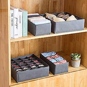 Qozary 4 Pack Drawer Organizer and 2 Pack Socks, Underwear Drawer Organizer