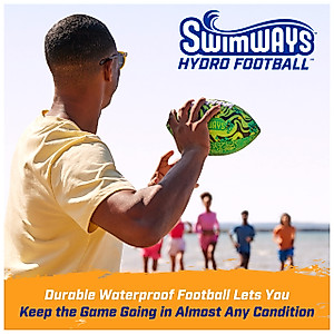 SwimWays Hydro Waterproof Football, Outdoor Games for Adults and Kids, Swimming Pool Accessories and Pool Party Games,9.25 Inches, Blue