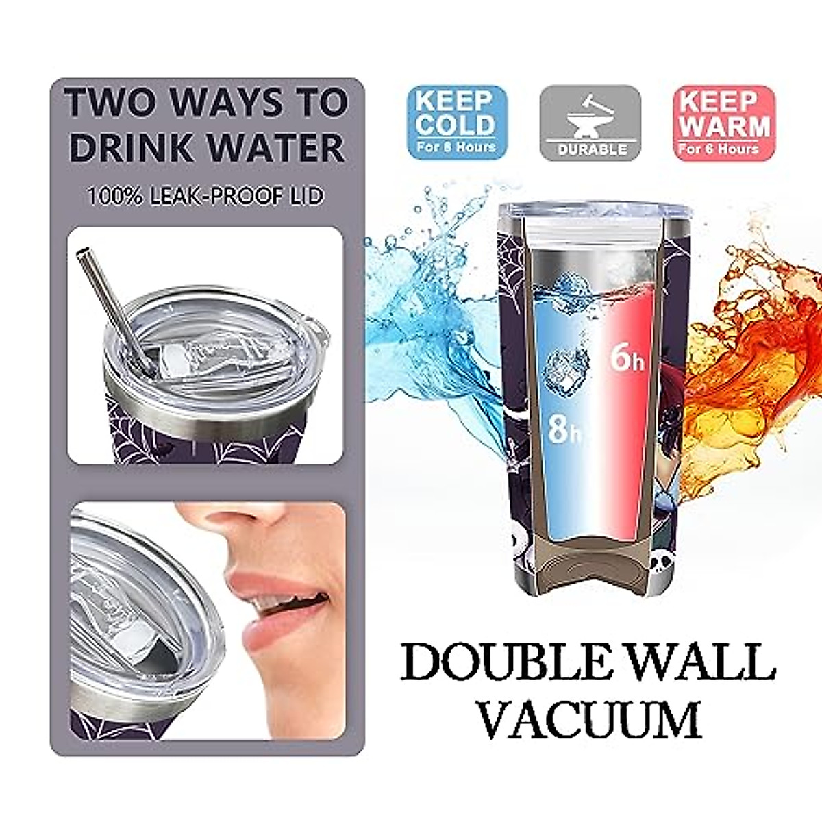 Zzkol Halloween Jack Sally Tumbler with Lid and Straw, Night. m are be. Fore Xmas Spooky Pumpkin Stainless Steel Travel Coffee Cup, 20oz Fall Autumn Double Wall Vacuum Insulated Mug Halloween Gifts