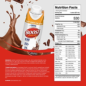 BOOST Very High Calorie Nutritional Drink – Helps Weight Gain & Maintenance - 530 Calories - 26 Vitamins & Minerals - 22 g Protein - Calorie-Dense Nutritional Drink - Chocolate - 8 fl oz (Pack of 24)