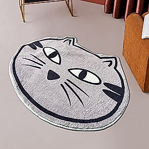 VBFGRT Cute Cartoon Cat Animal Shape Plush Rugs Bedroom Comfortable Home Decor Door Mat Interesting 31x27