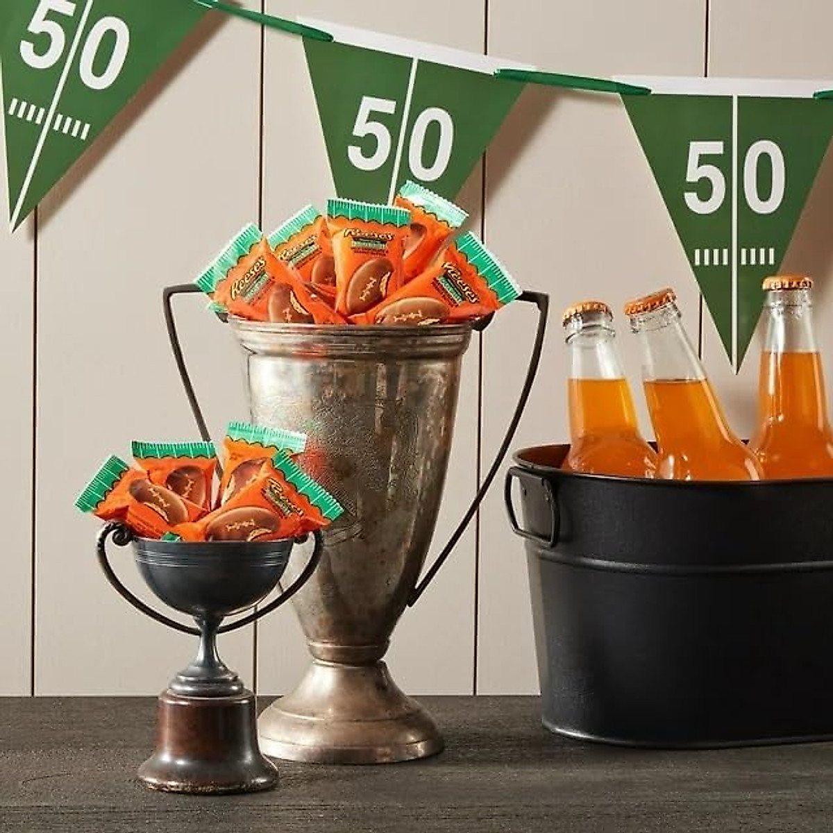 ReesesPeanut Butter Football Chocolate Candy - Snack Size Milk Chocolate & Peanut Butter Football Party Favors - Bulk Football Candy - Individually Wrapped Chocolate Pack - 125 Pieces