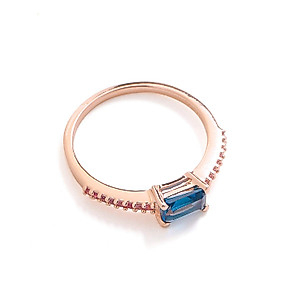 YoTreasure 10kt Rose Gold 0.92 ct. t.w. London Blue Topaz and Pink Sapphire Women's Engagement Ring