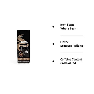 Lavazza Espresso Italiano Whole Bean Coffee 100% Arabica Rich-bodied Medium roast with delicious, fragrant flavor and aromatic notes, 12 oz soft bag