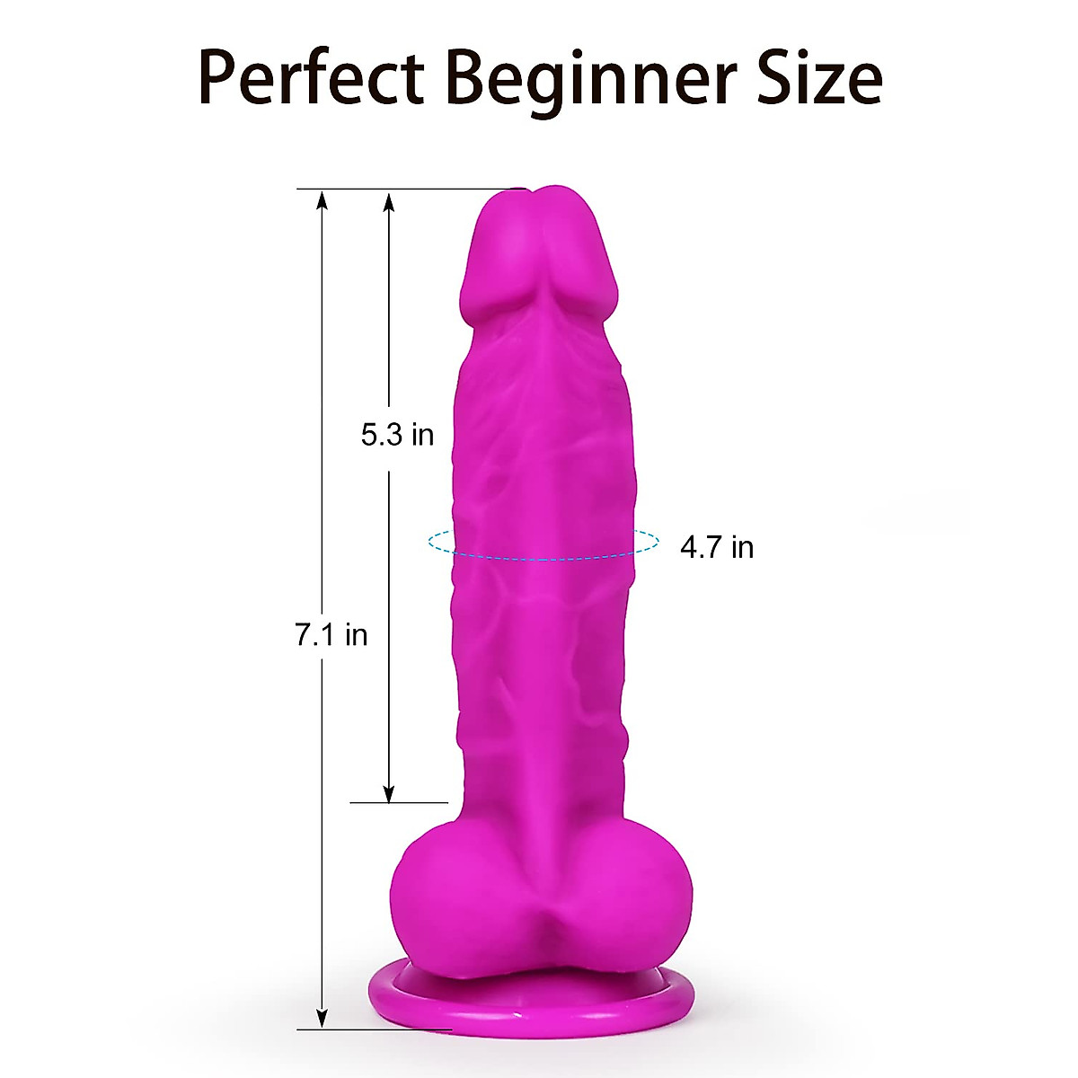 Purple Dildo Adult Sex Toys- 7.1 Inch Realistic Liquid Silicone Dildo with Strong Suction Cup for Shower Hands-Free Play, Lifelike Soft Penis Dildo for Man, Small Beginner Dildo for Women and Couples