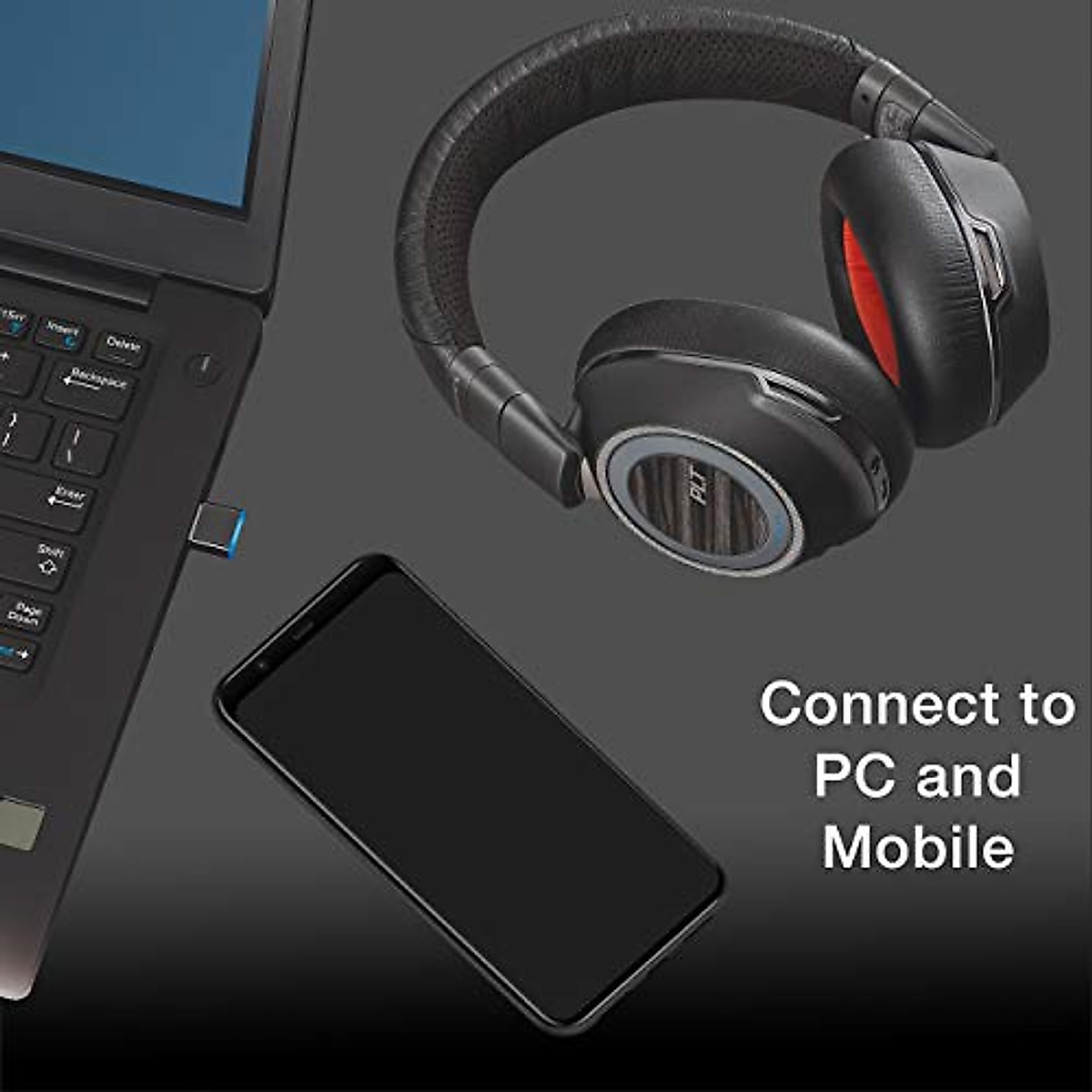 Poly Plantronics Voyager 8200 UC Bluetooth Wireless Headset - Stereo, USB Dongle - Compatible with Teams, Zoom, Meet, for PC, Mobile, Music, Video, Voice - Global Teck Bundle with AC Charger