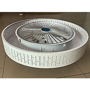 22'' Modern LED Invisible Ceiling Fan with light 3-Color 3-Speed 64W 7 Acrylic Blades Round Enclosed Chandelier Fan with Remote Control Semi Flush Mount Quiet for Bedroom Living Room (Bamboo leaf)