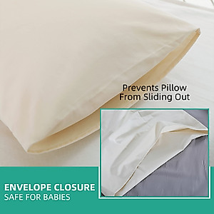 Lofe Organic Cotton Pillow Case - One Pack 16"x 22" Kids Pillow Cover - 300 TC Thread Count - Soft, Safe and Hypoallergenic - Off White