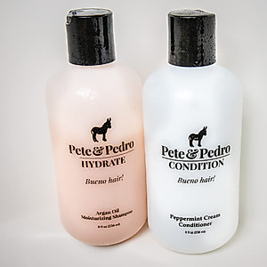 Pete & Pedro HYDRATE and CONDITION Hair Care Set | Argan Oil Moisturizing Shampoo and Hydrating Peppermint Conditioner For Men & Women | As Seen on Shark Tank, 8.5 oz. Each