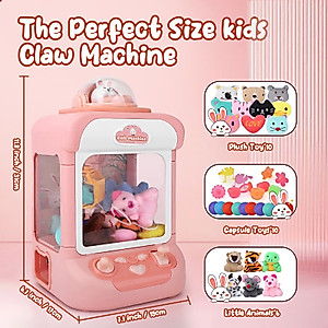 Syahro Mini Claw Machine with Music, Containing Plastic Toys, Gashapons, Dispenser & Plush Toys, Funny Game and Gift for Party, Mini Candy Vending Machine for Girls and Boys Ages 3-6, 4-8