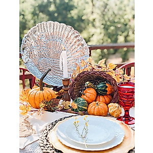Arthur Court Designs Aluminum Harvest Turkey Oval Platter Food Serving Tray Thanksgiving Holiday Theme Metal Artisan Quality Hand Polished Tarnish-Free 21.5 inch x 16 inch