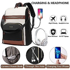 Laptop Backpack Women Travel Bag - 15.6 Inch Convertible Computer Backpack Purse for Women Fashion Nurse Work School Bags Waterproof Daypack Anti Theft Teacher Bookbag for Ladies College Business