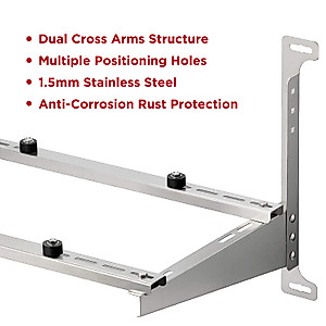 TURBRO Wall Mount Stand for Mini Split Ductless Air Conditioner Heat Pump System, Sturdy Stainless Steel Bracket w/Dual Cross-Bars, Support Condenser up to 550 lbs (7,000 - 24,000 BTU)
