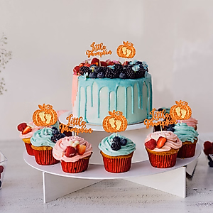 24Pcs Little Pumpkin Cupcake Toppers Glitter Pumpkin Cupcake Picks Little Pumpkin Baby Shower Decorations Fall Harvest Theme Baby Shower Kids Birthday Party Supplies