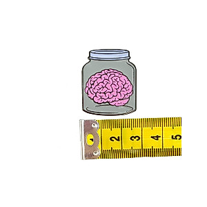 BRAIN IN A JAR PIN - Novelty Funny Brain in a Mason Jar, Cute Enamel Lapel PIN, GREY - 3 cm x 2.7 cm