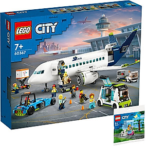 BRICKCOMPLETE Lego City 60367 Passenger Plane & 30639 Dog Park and Scooter Set of 2