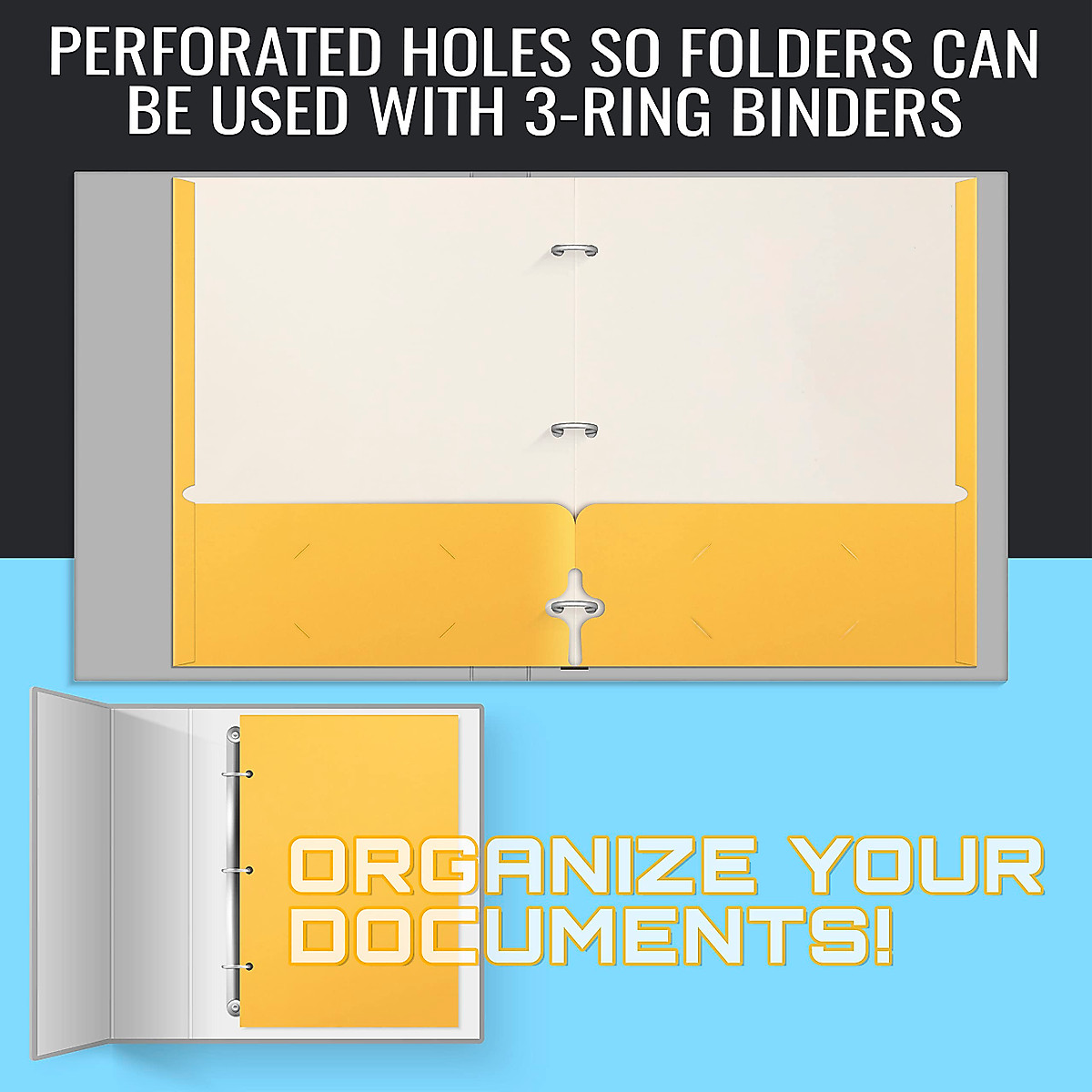 Two Pocket Portfolio Folders, 50-Pack, Yellow, Letter Size Paper Folders, by Better Office Products, 50 Pieces, Yellow