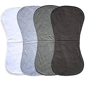 Burp Cloths for Babies, Large Size, Triple Layers, Extra Soft Absorbent and Thick, 4 Packs, Dark Grey Light Grey and White