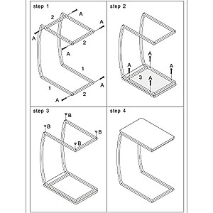 AZL1 Life Concept Utility Sofa End Living Room, Vintage Accent Couch Side Pocket, C Shaped Table for Coffee Snack Laptop