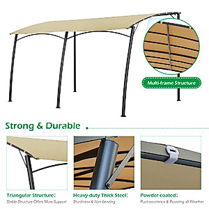 AECOJOY 13'x10' Sun Shade ,Wall Canopy Sunsetter Deck Awning Gazebo with Steel Stand,Outdoor Free Standing, for Porch,Patio,Backyard,Beige