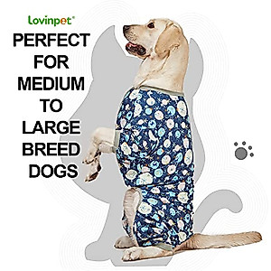LovinPet Giant Dog Pajamas, Jellyfish and Starfish Deep Sea Print, Lightweight Pullover Large Puppy Pajamas, Large Breed Full Coverage Dog Jammies, Pet PJ's /3XL