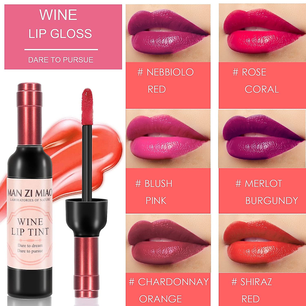 6 Colors/Set Wine Lipstick, Long Lasting Waterproof Lip Tint Set, Matte Lip Gloss Lipsticks Lip Stain