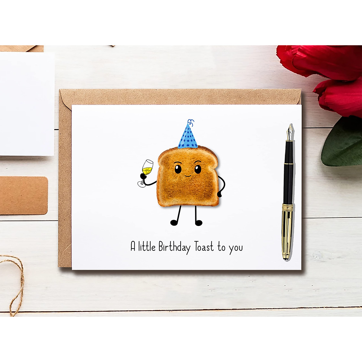 A Little Birthday Toast To You - Birthday Toast Birthday Card Card For Him Card For Her Funny Birthday Card - Bread Greeting Card - Funny Greeting Card.