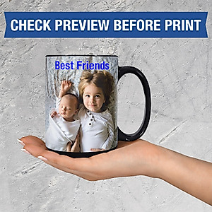 Custom Mug with Picture Text, Photo Name Logo - Personalized Coffee Mugs, Customized Ceramic Cups, Tazas Personalizadas - Birthday Wedding Christmas Day Gifts for Women Men Mom Dad Family (15oz Black)