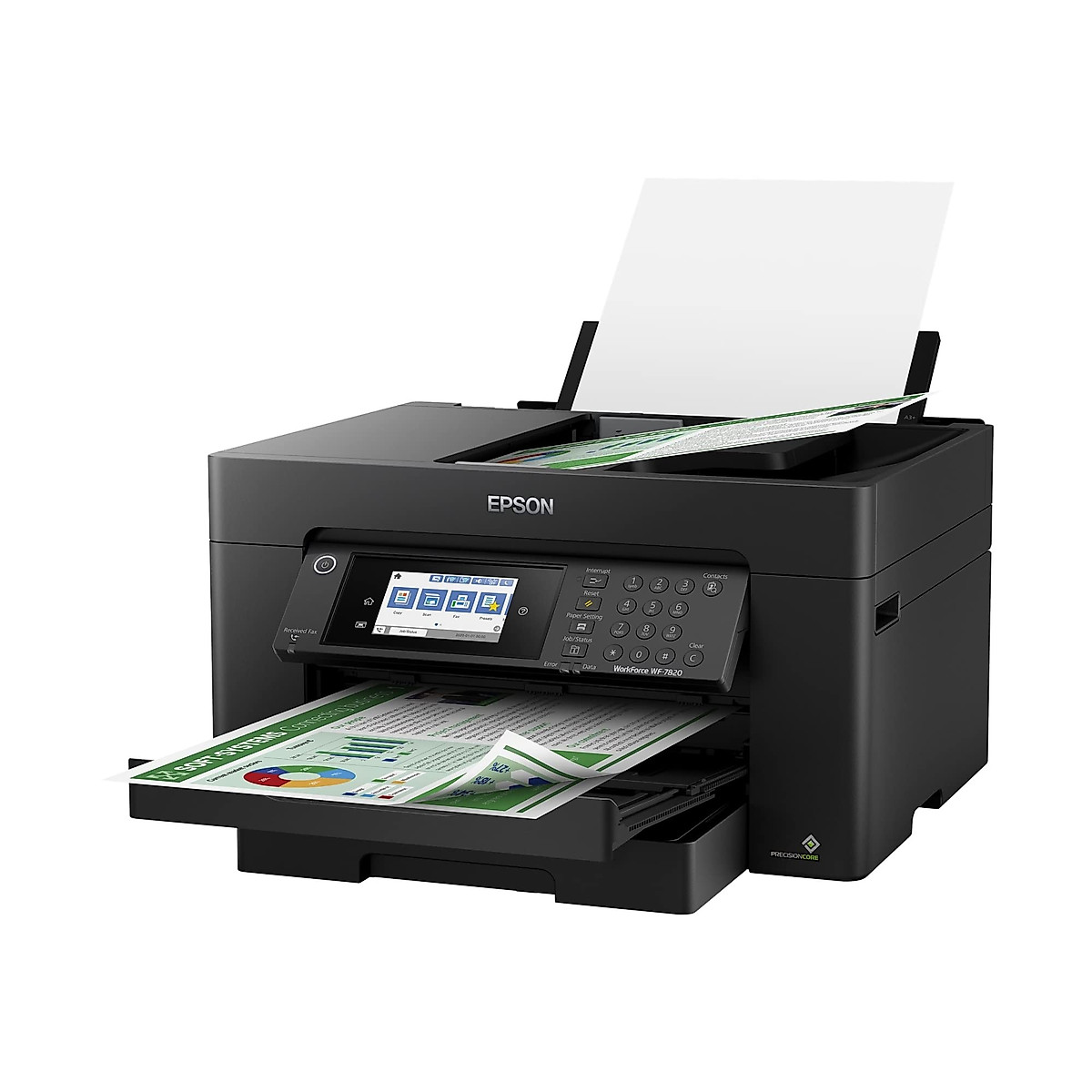 Epson WorkForce Pro WF-7820 Wireless All-in-One Wide-format Printer with Auto 2-sided Print up to 13" x 19", Copy, Scan and Fax, 50-page ADF, 250-sheet Paper Capacity, 4.3" screen, Works with Alexa