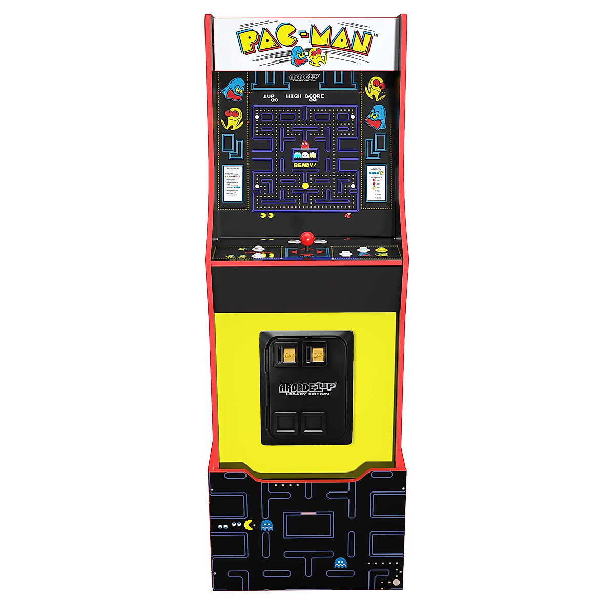 Arcade1UpBandai Namco Entertainment Legacy Edition Arcade Machine, 4-Foot —12-in-1 Pac-Man Arcade Game Machine for Home, 17” Color LCD Screen —Includes Custom Arcade Game Riserand Light-Up Marquee
