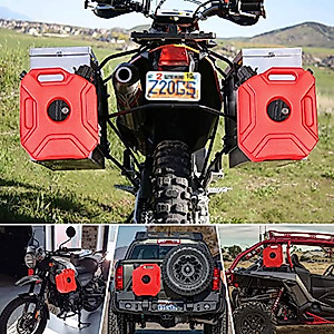 ARCTICSCORPION Upgraded Gas Can, 5L/1.3 Gallon Mountable Motorcycle Gas Can with Snap-in Spout, Mounting Hardware, Lock and Keys Emergency Gas or Water Container for ATV UTV SUV Trailer and Dirt Bike