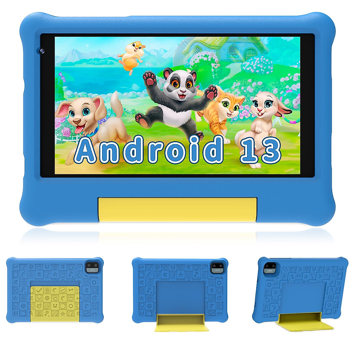 ApoloMedia 7-inch Kids Tablet, Quad Core Android 13 Tablet for Kids, 2+32GB, Dual Camera, Educationl Games, Parental Control, Kids Software Pre-Installed (Blue)