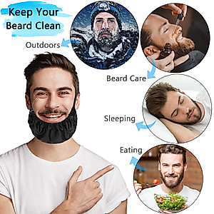 MIKIMIQI Men Beard Bandana, 3 Pack XL Size Men Beard Bib Black Beard Covers Soft and Silky Satin Facial Hair Apron Guard Bonnet Rag Man Bedtime Bib Beard Cap, Oversize for Big Long Beard