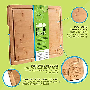 Extra Large Bamboo Kitchen Cutting Board by Fresh Nest Co. | XL 16 x 12 Wood Cutting Board with Handle | Thick Wooden Cutting Board with Juice Groove made with Organic Sustainable and Durable Bamboo