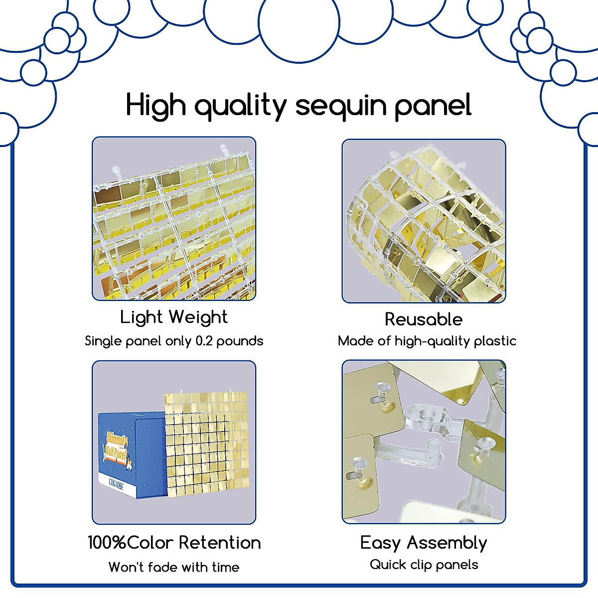 COKAOBE Silver Shimmer Wall Backdrop, 30PCS Square Sequin Shimmer Backdrop Panel, Sequin Backdrops for Birthday, Anniversary, Wedding, Graduation & Bachelorette Party Decoration