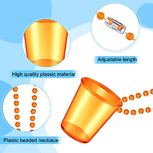 24 Pieces Shot Glass on Beaded Necklace Shot Glass Necklaces Plastic Shot Cup Necklace for Team Groom and Bride Supplies Bachelorette Party Birthday Wedding Party Festival Parade (6 Colors)