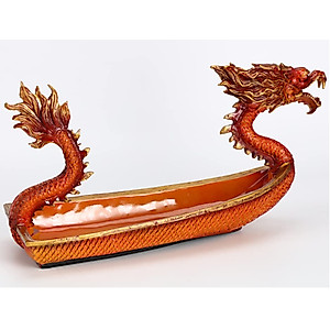 HONHPD Resin Sushi Boat Serving Tray, 23.3 Inch Seafood Plate, Japanese Food Tableware, Salmon Platter, Dry Ice Plate, Large Sushi Boat Plate for Sashimi Board Seafood Party,Coloured Copper