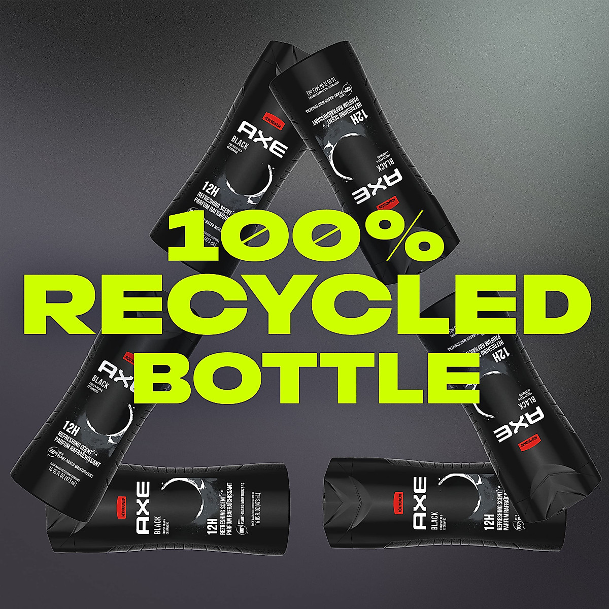 AXE Body Wash Black 4 Count 12h Refreshing Scent Cleanser Frozen Pear & Cedarwood Men's Body Wash with 100% Plant-Based Moisturizers 16 oz